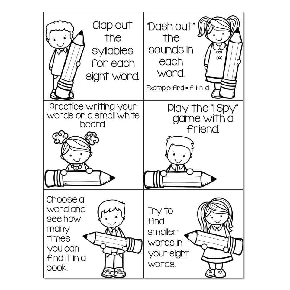 Summer Practice Packet - Sight Word Task Cards - Lucky Little Learners