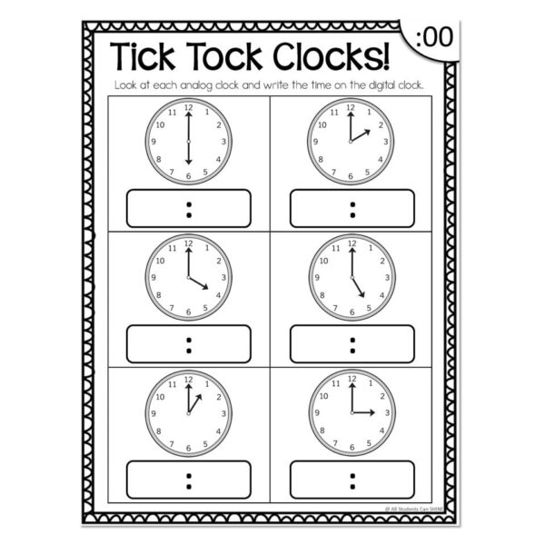 Telling Time Hands On Activities - Tick Tock Clocks - Lucky Little Learners