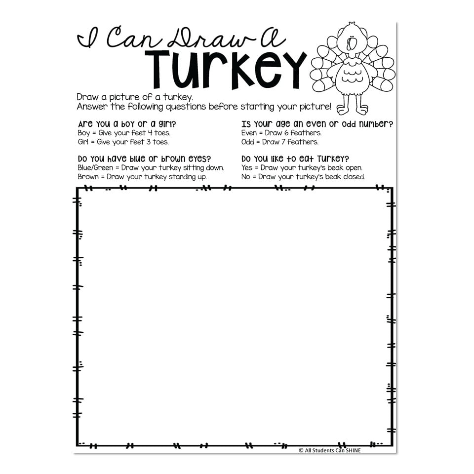 Thanksgiving Craftivity - Draw a Turkey - Lucky Little Learners