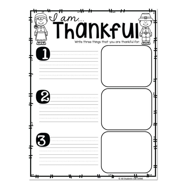 Thanksgiving Craftivity - I Am Thankful - Lucky Little Learners