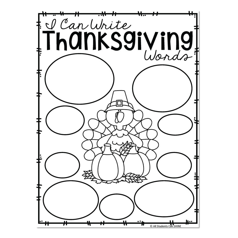 Thanksgiving Craftivity - Thanksgiving Words - Lucky Little Learners