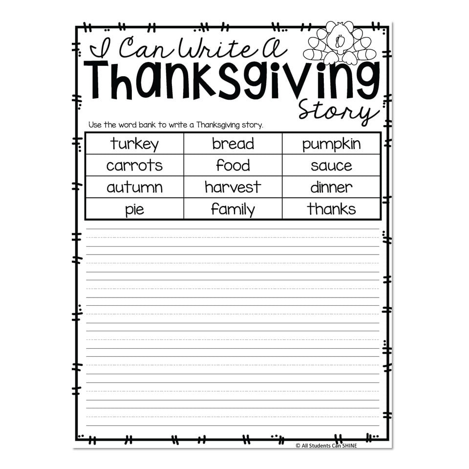 Thanksgiving Craftivity - Write a Thanksgiving Story - Lucky Little ...