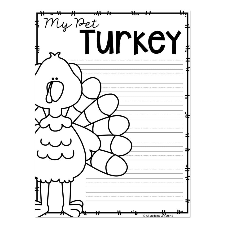Thanksgiving Craftivity - Writing Prompt - My Pet Turkey - Lucky Little ...