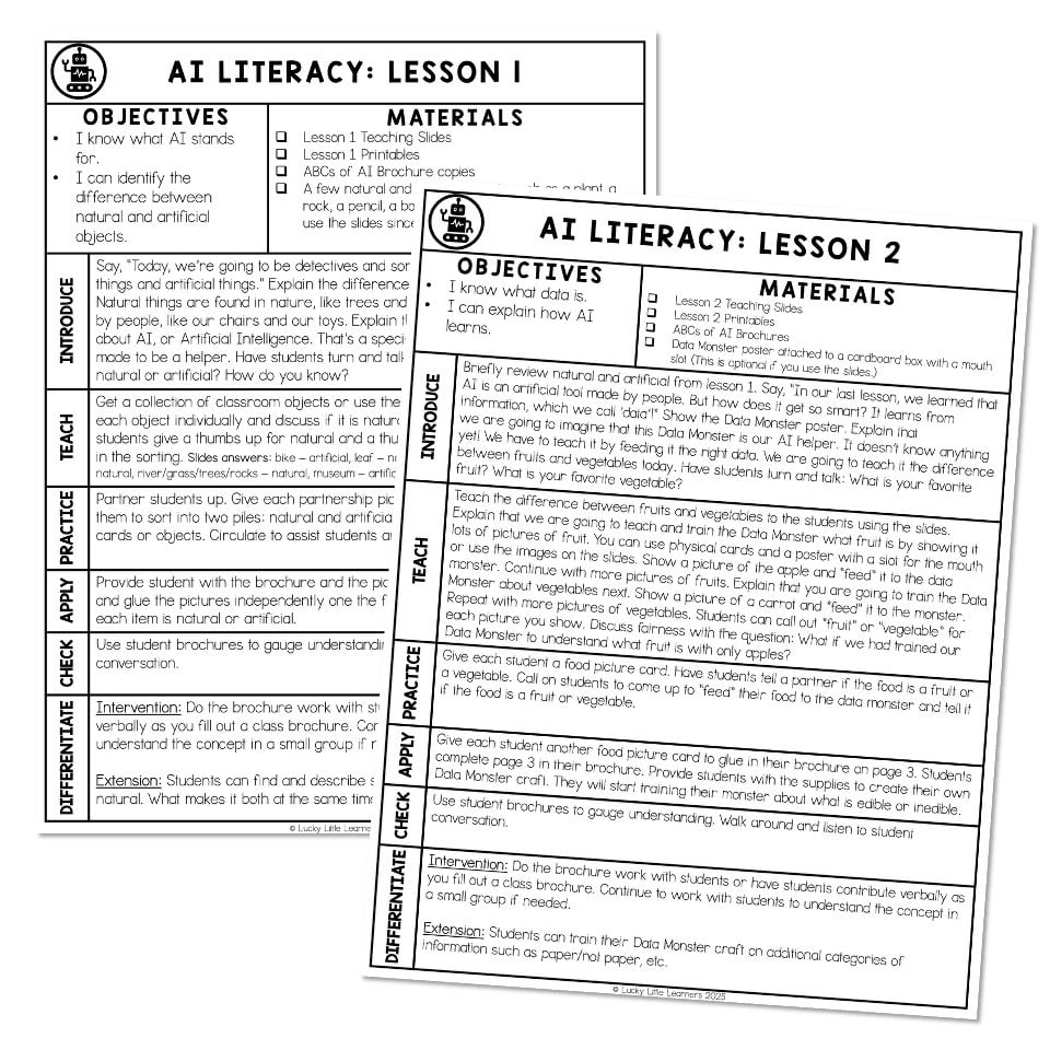 The ABCs of AI - AI Literacy Unit - Lesson Plans - Lucky Little Learners