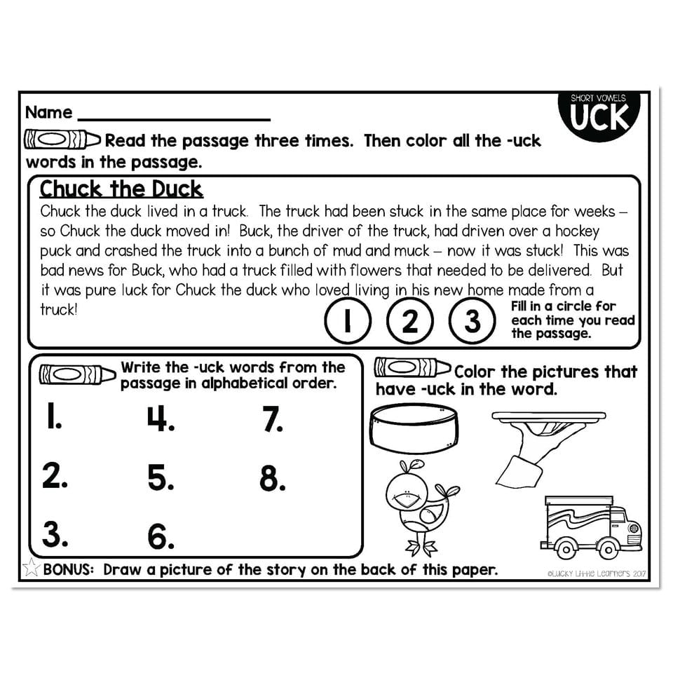 UCK - Short Vowels Phonics Mats 2nd Grade - Lucky Little Learners
