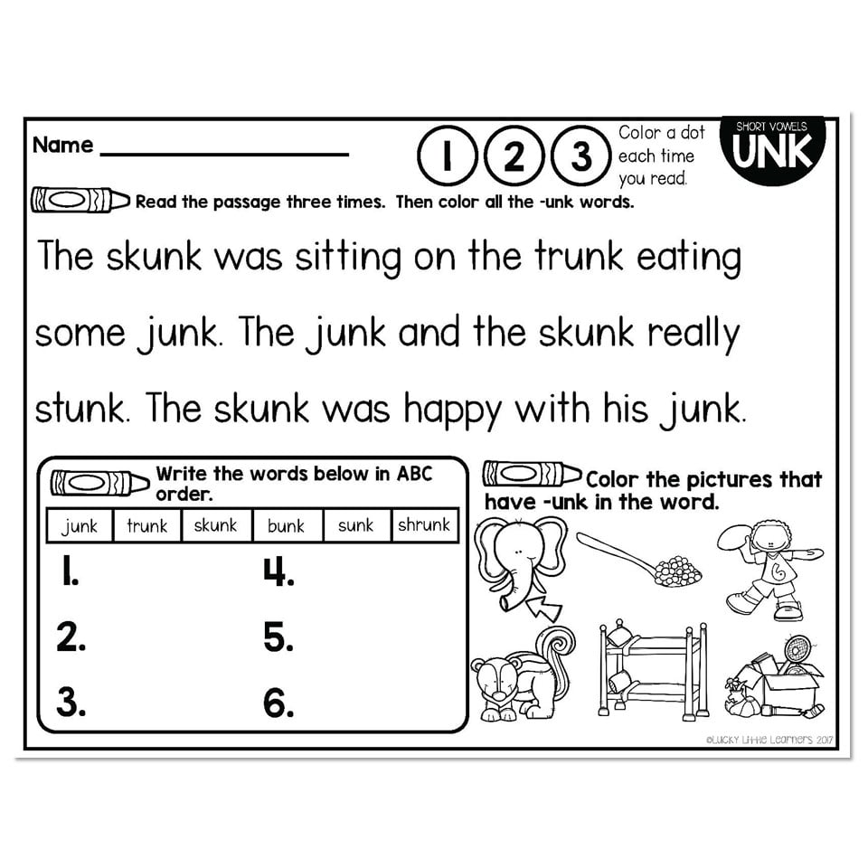 UNK - Short Vowel Phonics Mats 1st Grade - Lucky Little Learners