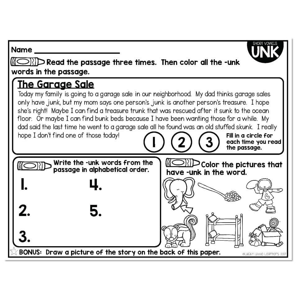 UNK - Short Vowels Phonics Mats 2nd Grade - Lucky Little Learners