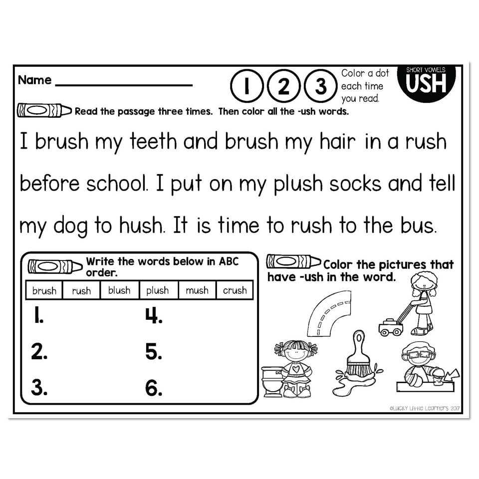 USH - Short Vowel Phonics Mats 1st Grade - Lucky Little Learners