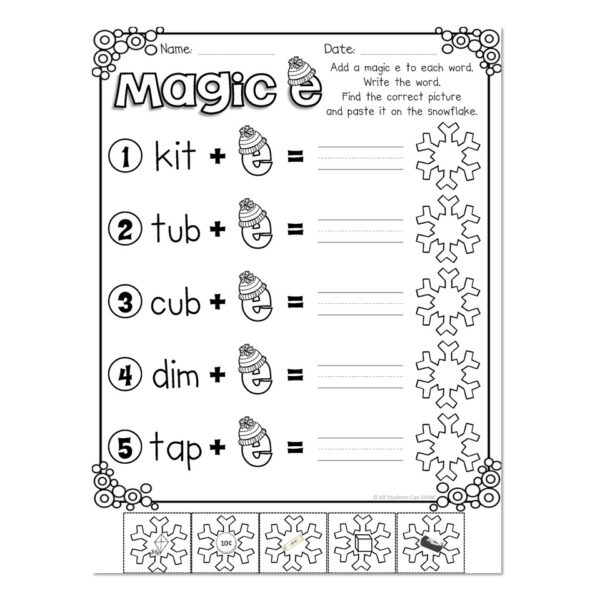Winter Literacy Activities - Magic E - Lucky Little Learners