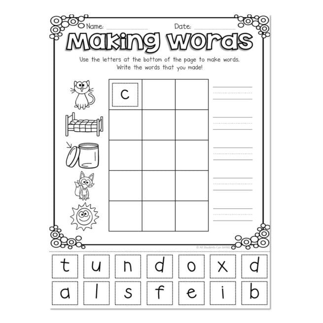 Winter Literacy Activities - Making Words - Lucky Little Learners