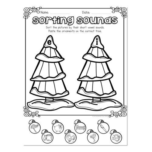 Winter Literacy Activities - Sorting Sounds - Lucky Little Learners