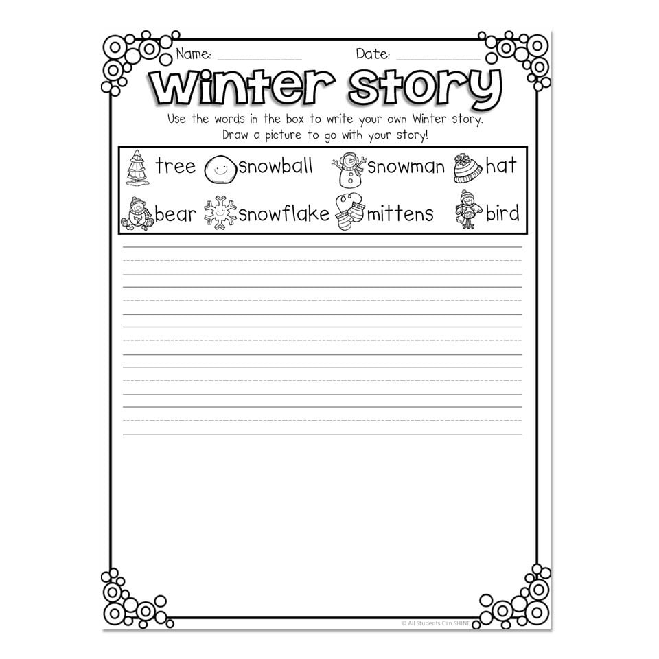 Winter Literacy Activities - Writing Prompt - Lucky Little Learners