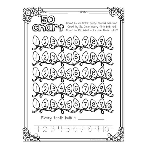 Winter Math Activities - 50 Chart - Lucky Little Learners