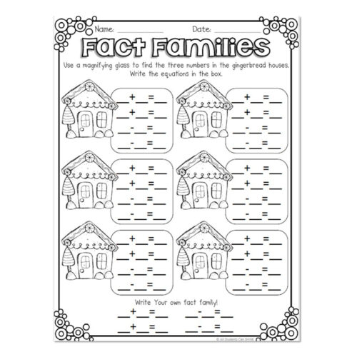 Winter Math Activities - Fact Families - Lucky Little Learners