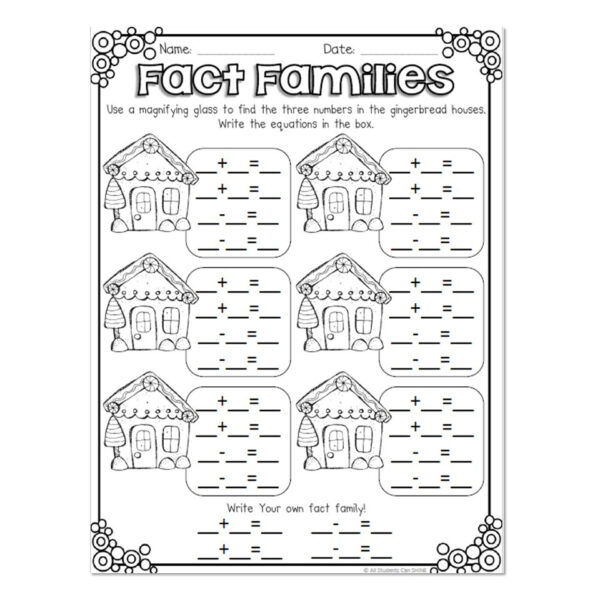 Winter Math Activities - Fact Families - Lucky Little Learners