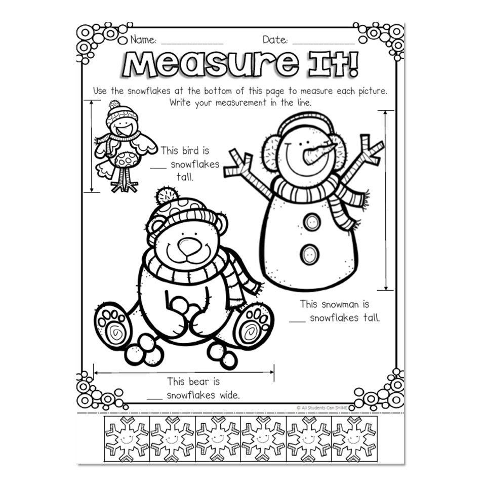 Winter Math Activities - Measure It - Lucky Little Learners