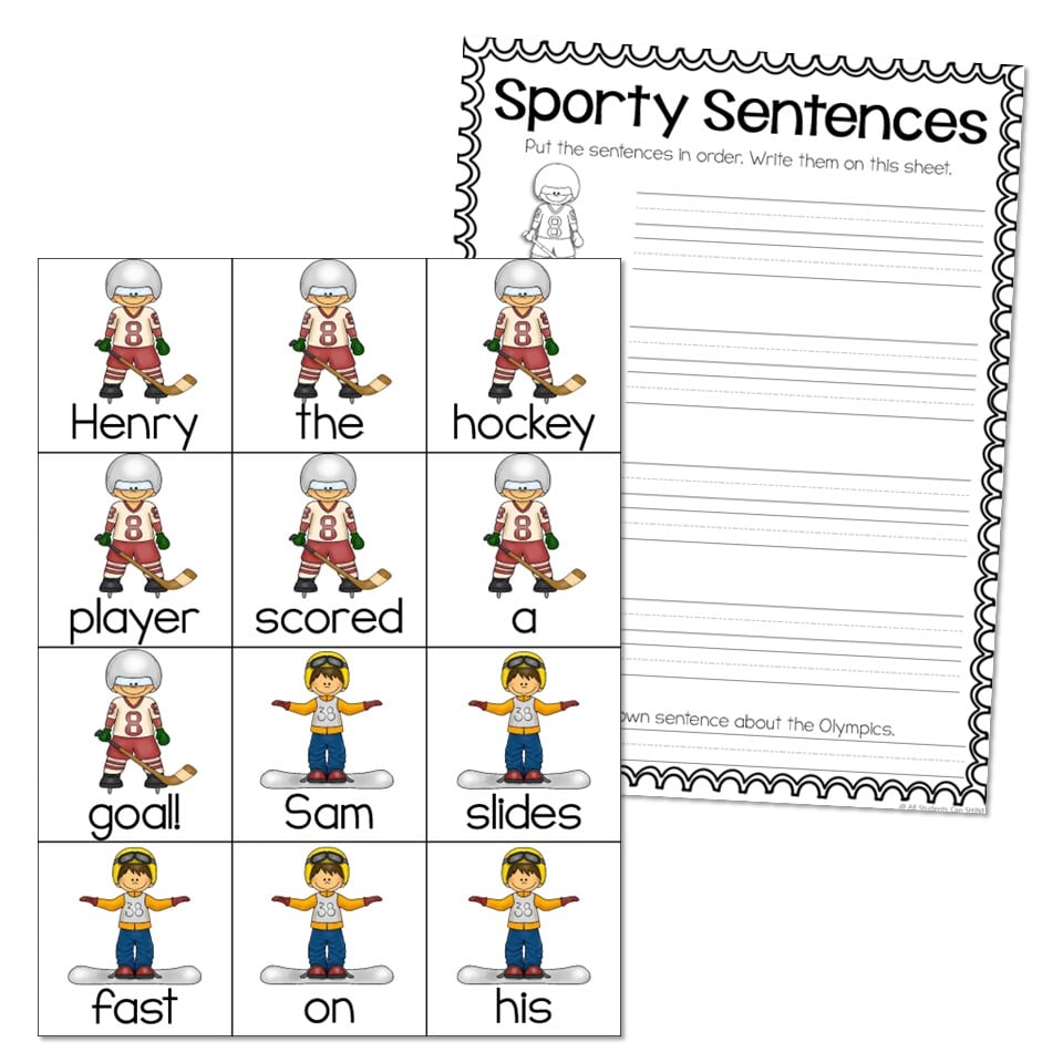 Winter Sports - Centers - Sentence Structure - Sporty Sentences - Lucky ...