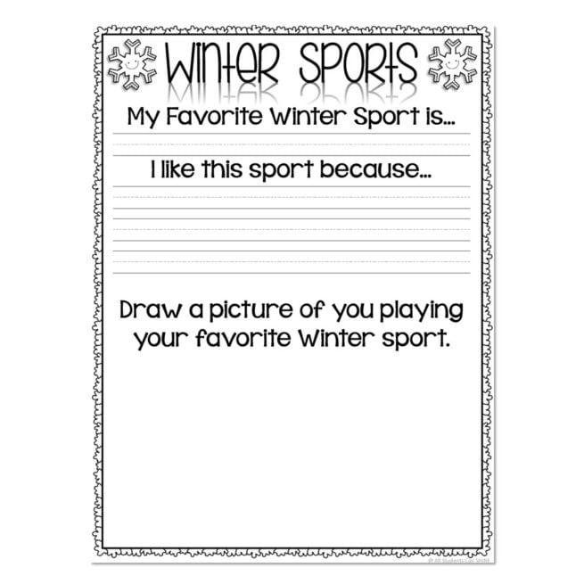 Winter Sports - Craftivity - Writing Prompt - Favorite Winter Sport ...