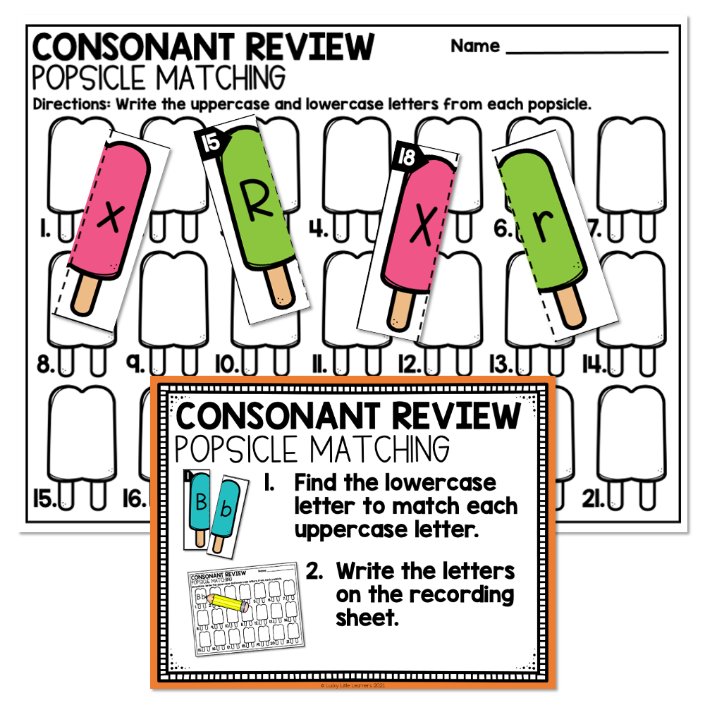1st Grade Phonics Center - Consonant Review - Lucky Little Learners