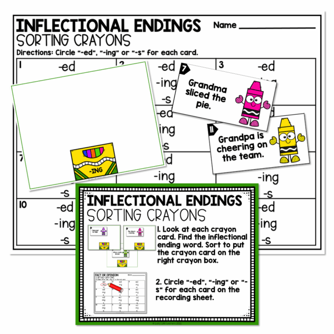 1st Grade Phonics Center - Inflectional Endings - Lucky Little Learners
