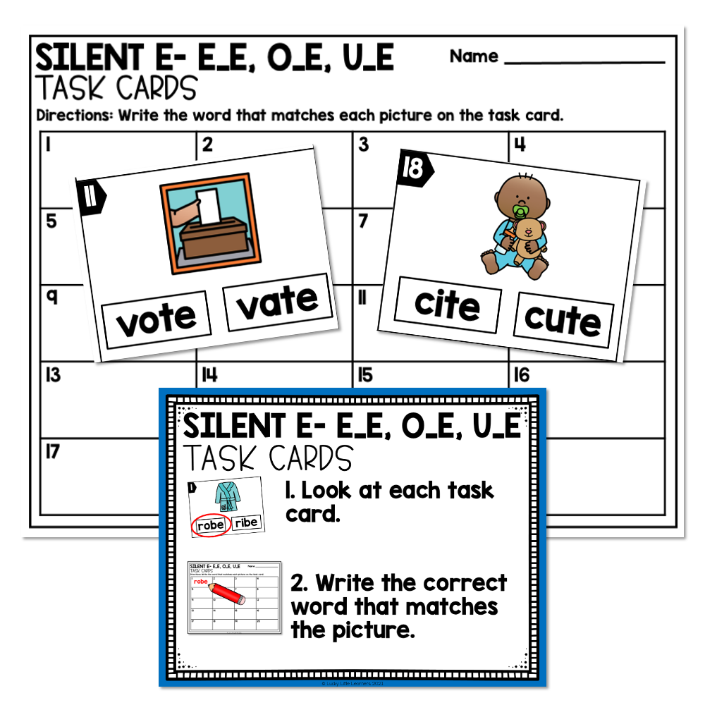 1st Grade Phonics Center - Long E, O, and U - Lucky Little Learners