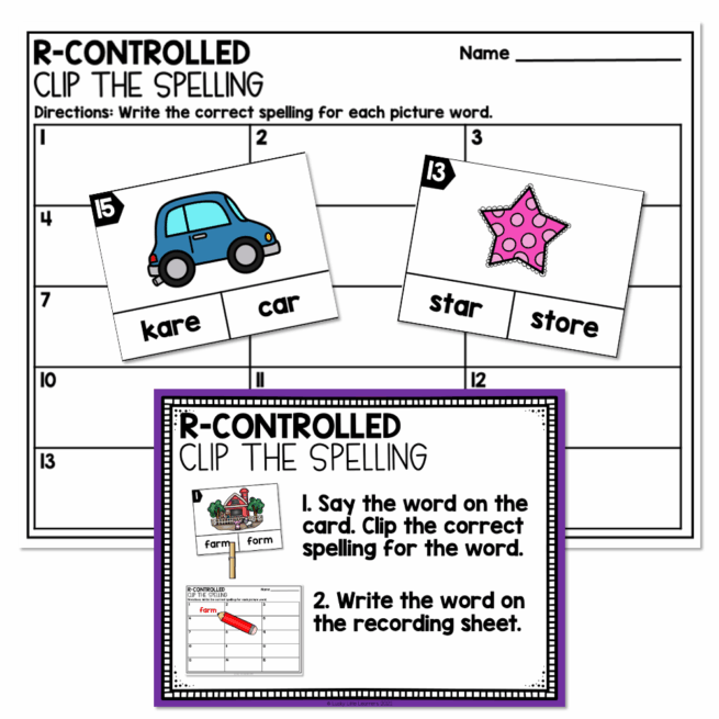 1st Grade Phonics Center - R-CONTROLLED AR - Lucky Little Learners