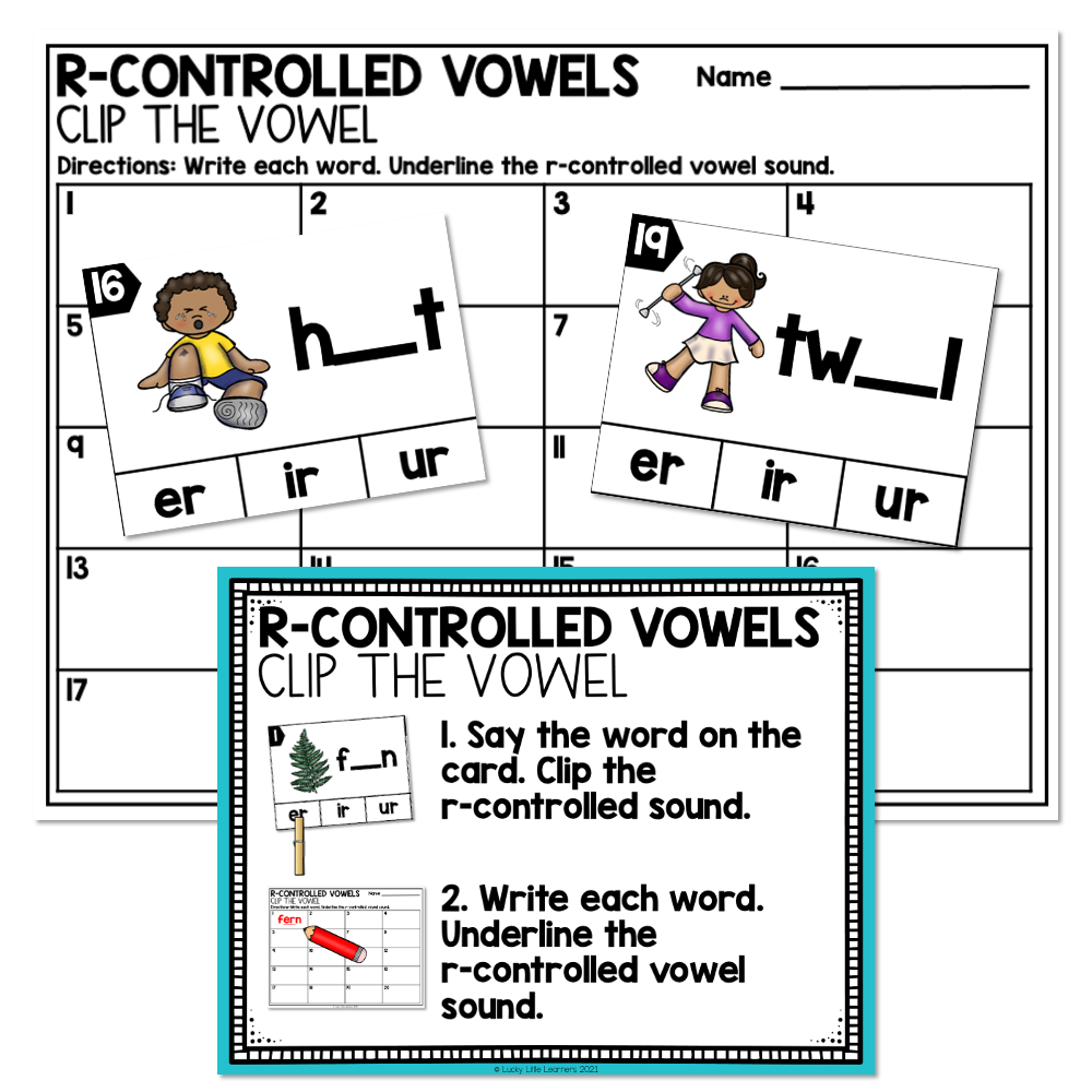 1st Grade Phonics Center - R-CONTROLLED ER,IR,UR - Lucky Little Learners