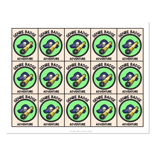 Brag Tags - Reading Genre Badge - Adventure - Lucky Little Learners