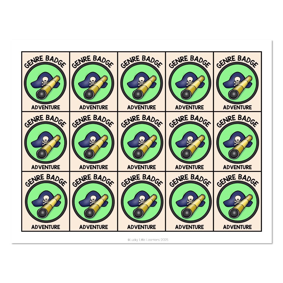 Brag Tags - Reading Genre Badge - Adventure - Lucky Little Learners