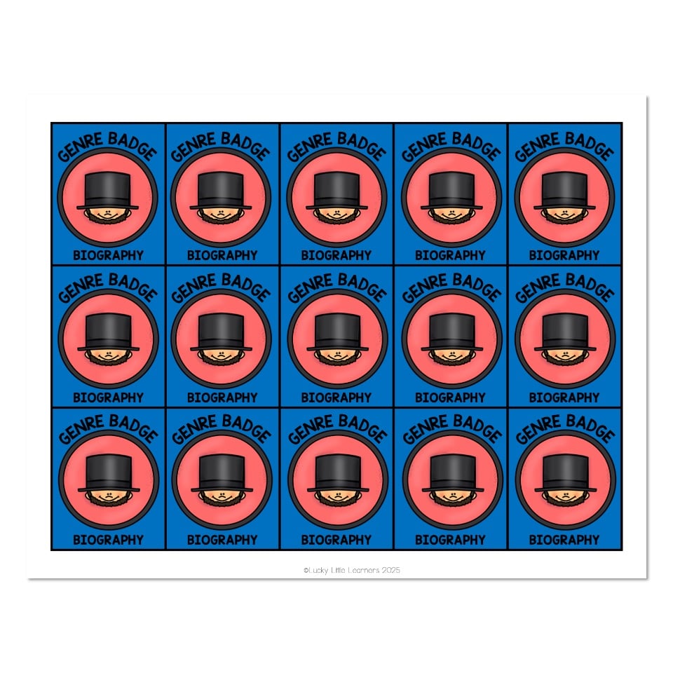 Brag Tags - Reading Genre Badge - Biography - Lucky Little Learners