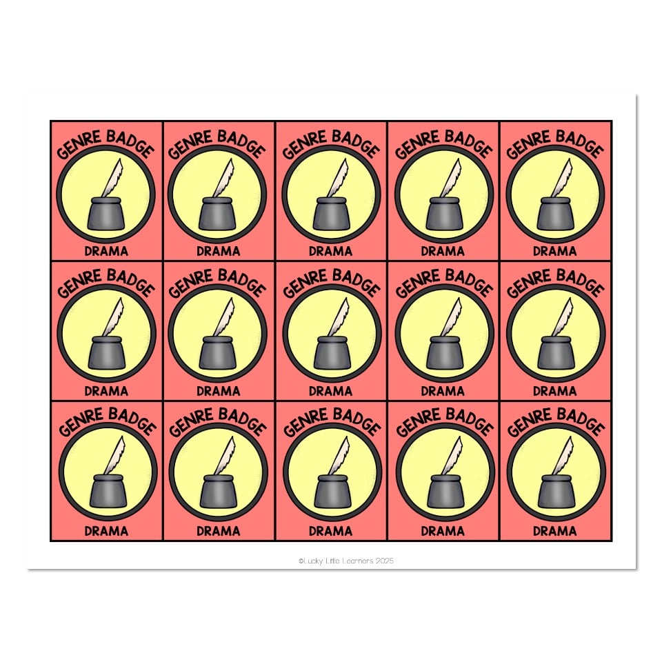 Brag Tags - Reading Genre Badge - Drama - Lucky Little Learners