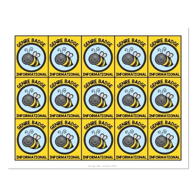 Brag Tags - Reading Genre Badge - Informational - Lucky Little Learners