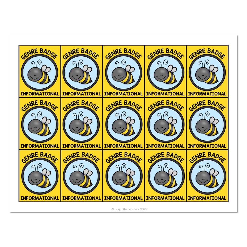Brag Tags - Reading Genre Badge - Informational - Lucky Little Learners