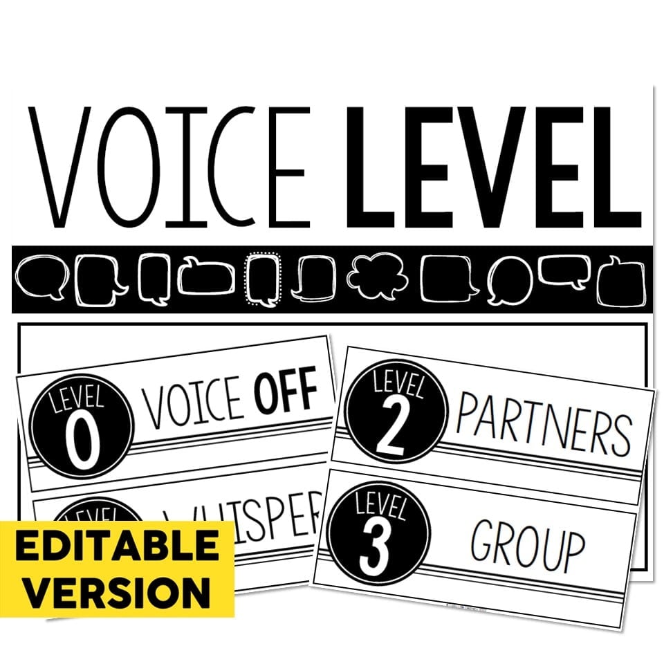 Editable - Classroom Setup - Visuals - Voice Levels Chart - Lucky ...