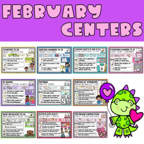 February Math Centers & Activities for Kindergarten - Lucky Little Learners