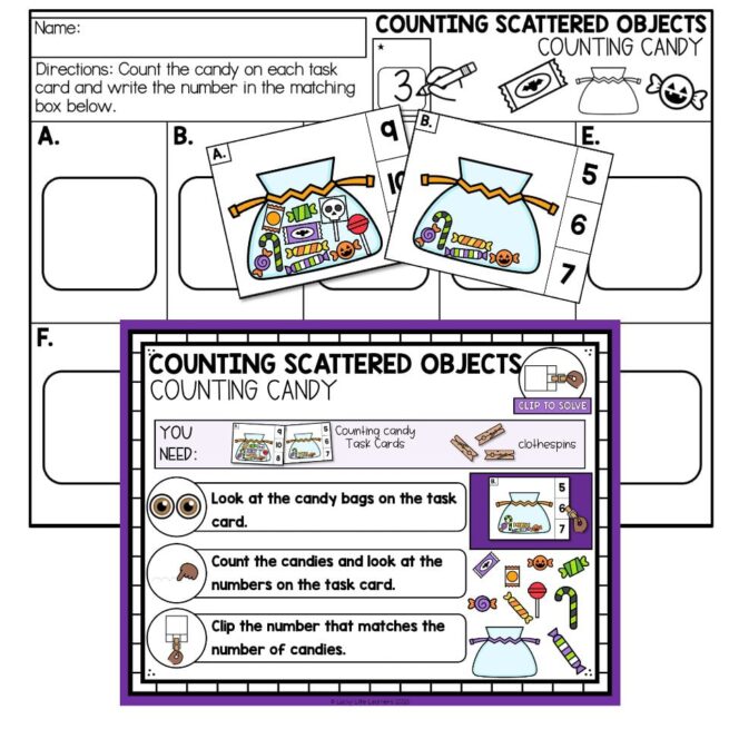 Kindergarten Math Center - October - Counting Scattered Objects ...
