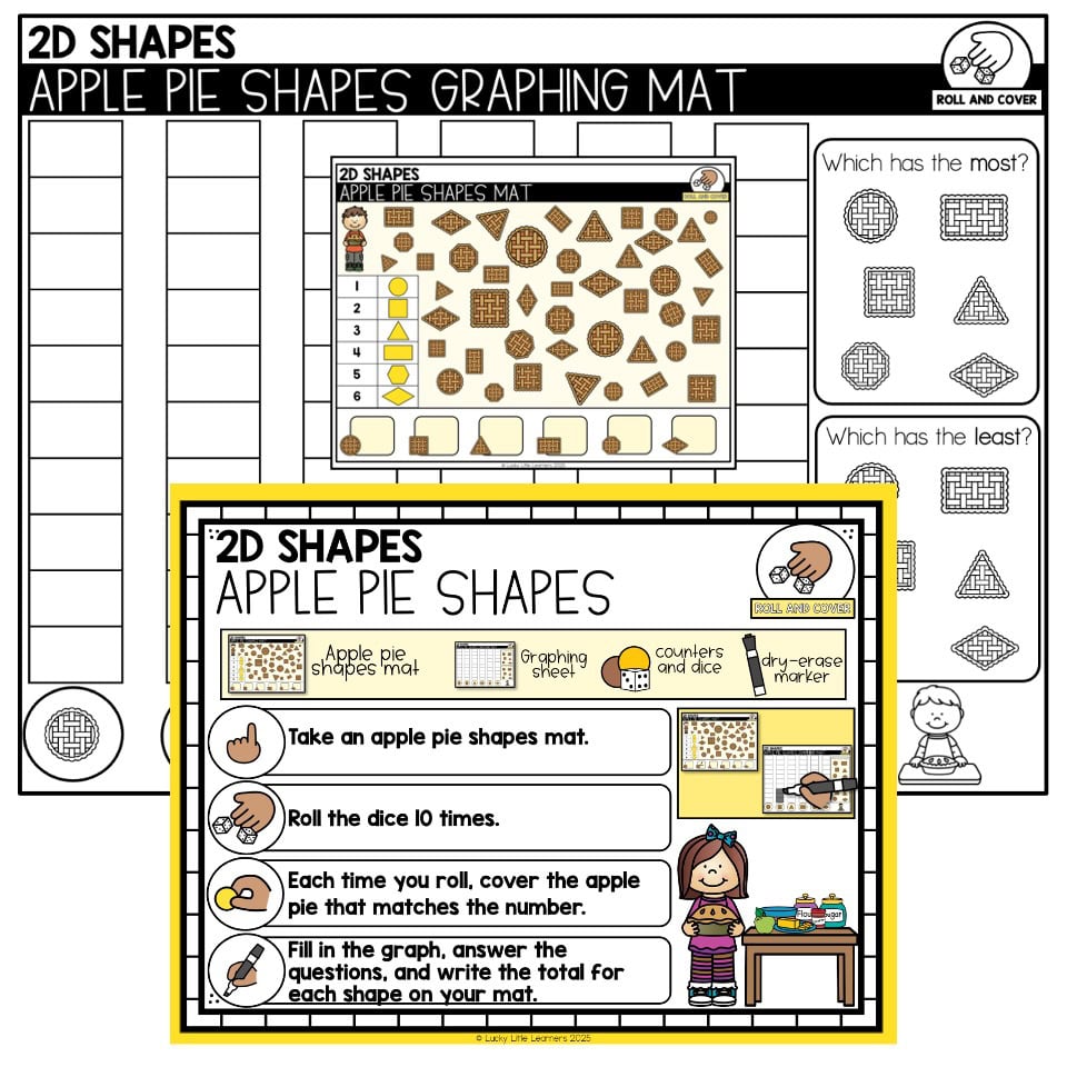 Kindergarten Math Center - September - 2D Shapes - Apple Pie Shapes ...