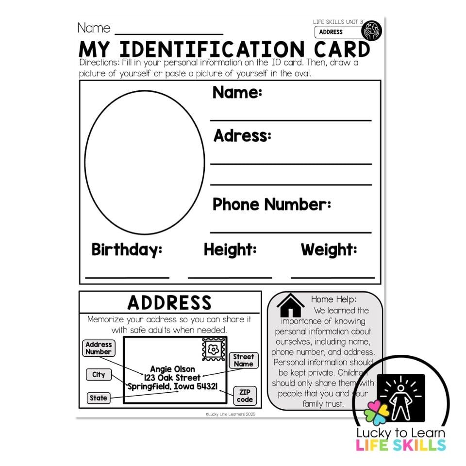 Lucky to Learn Life Skills - Unit 3 Identity & Information - Address ...