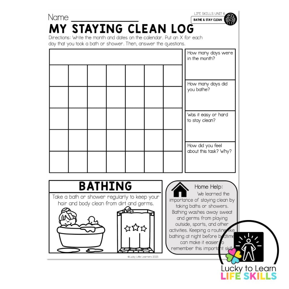 Lucky to Learn Life Skills - Unit 6 Clothing & Self-Care - Bathe & Stay ...