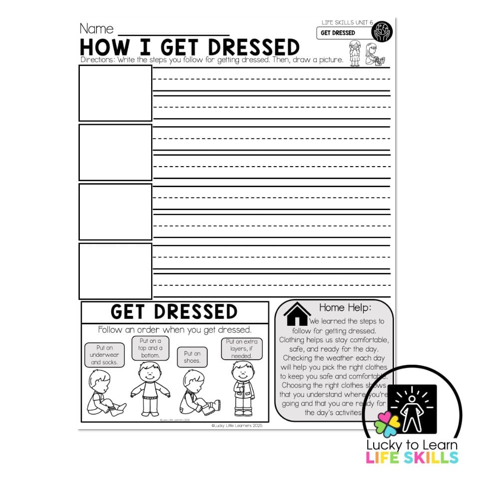 Lucky to Learn Life Skills - Unit 6 Clothing & Self-Care - Get Dressed ...