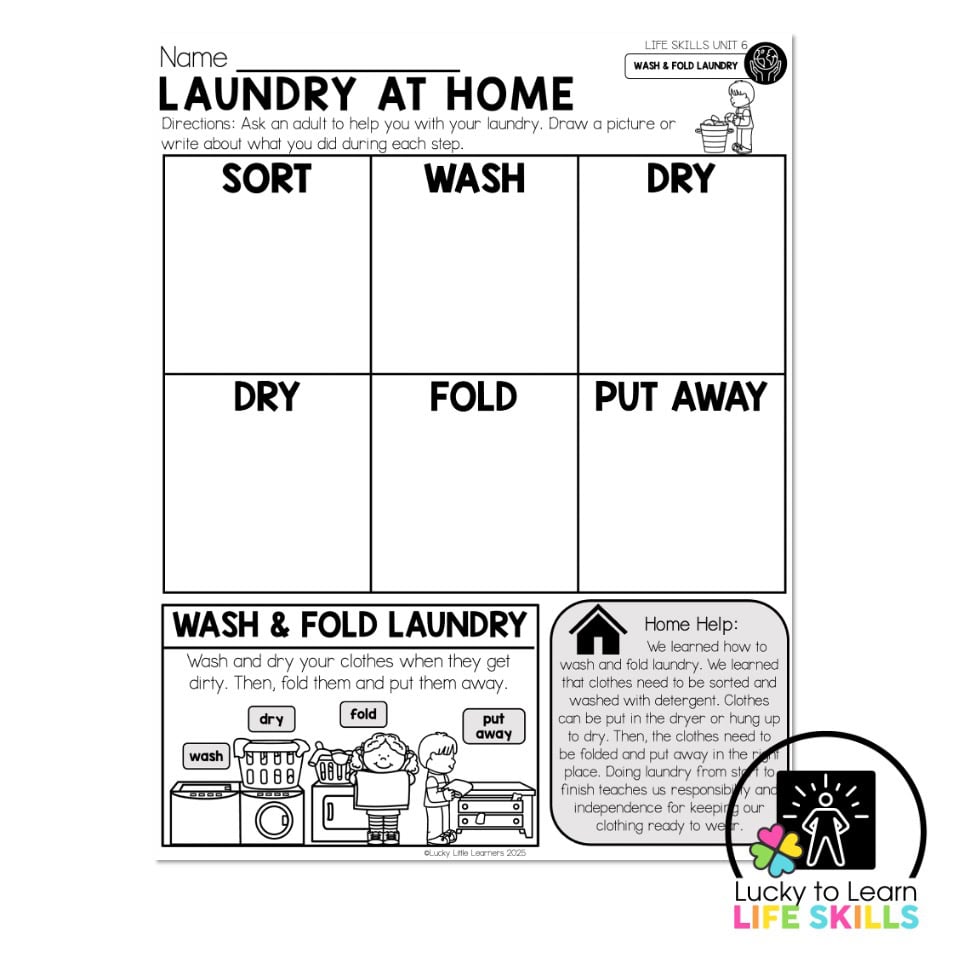 Lucky to Learn Life Skills - Unit 6 Clothing & Self-Care - Wash & Fold ...