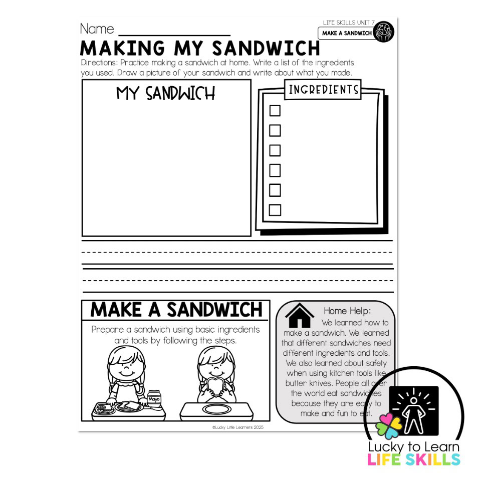 Lucky to Learn Life Skills - Unit 7 Food Independence - Make a Sandwich ...