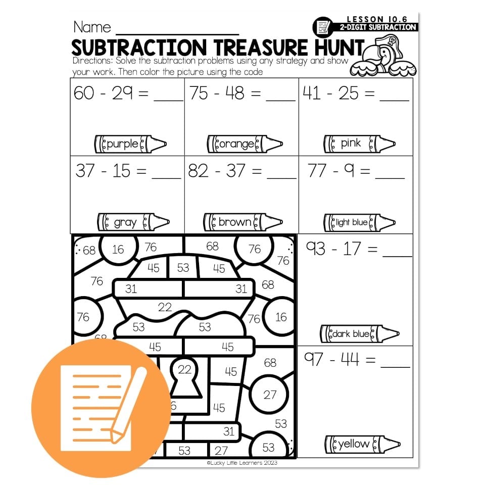 Lucky to Learn Math - Lesson 10.6 - 2-Digit Subtraction Review ...