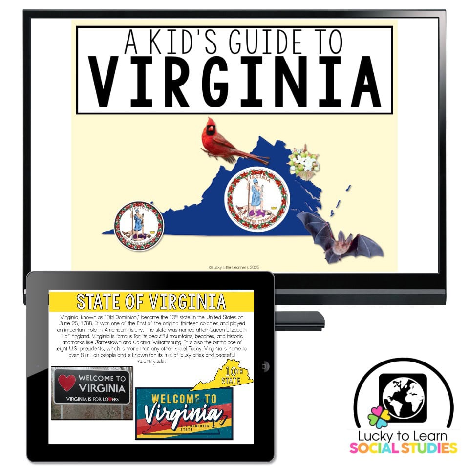 Lucky to Learn Social Studies - US States - Virginia - Teaching Slides ...