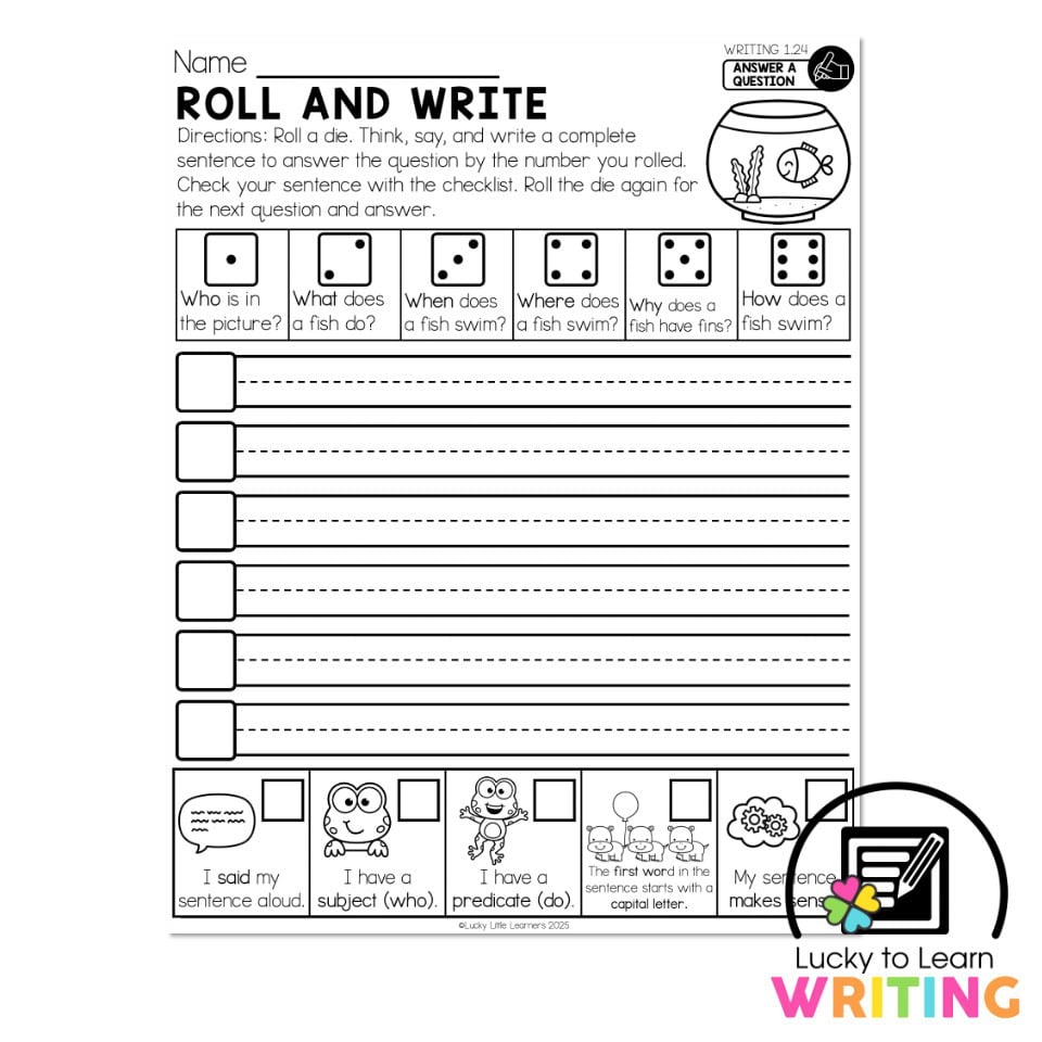 Lucky to Learn Writing 1st Grade - Unit 1 Writing Foundations - Writing ...