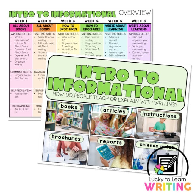 Lucky to Learn Writing 1st Grade - Intro to Informational - Unit ...