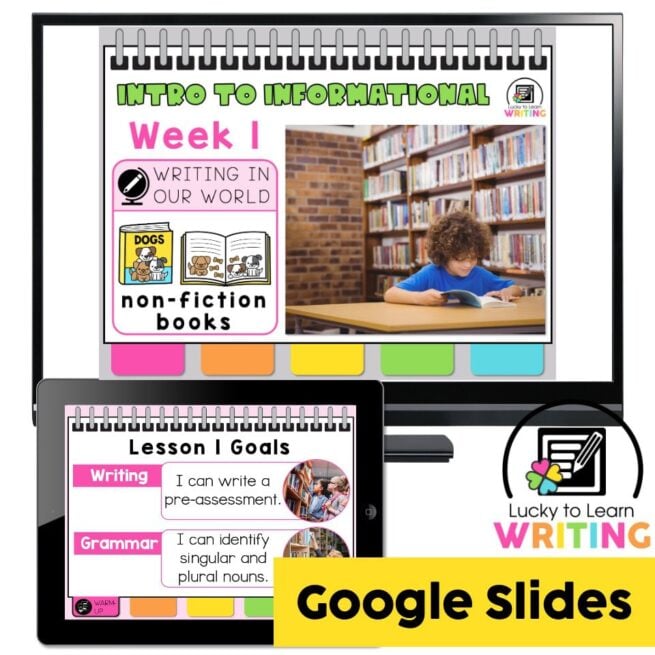 Lucky to Learn Writing 1st Grade - Intro to Informational - Week 1 ...