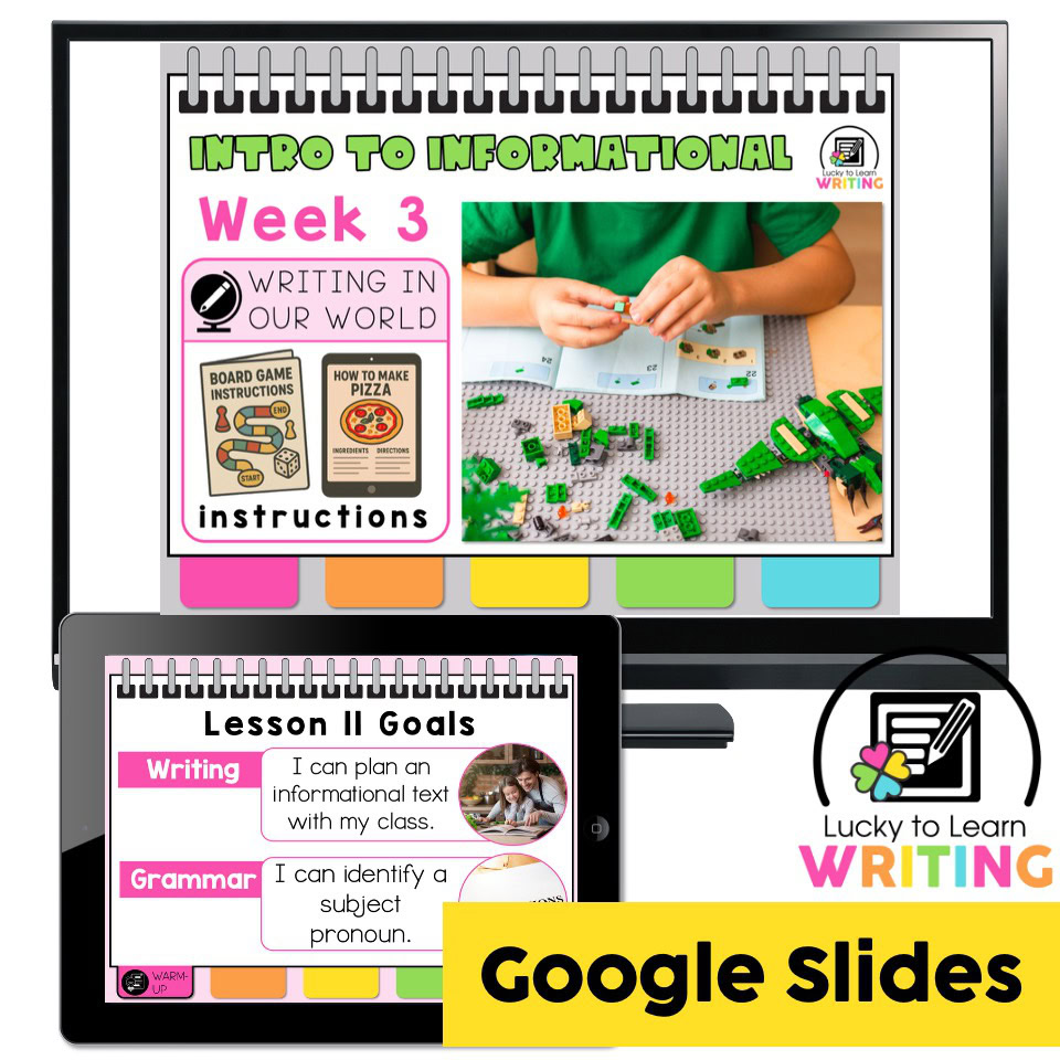 Lucky to Learn Writing 1st Grade - Intro to Informational - Week 3 ...