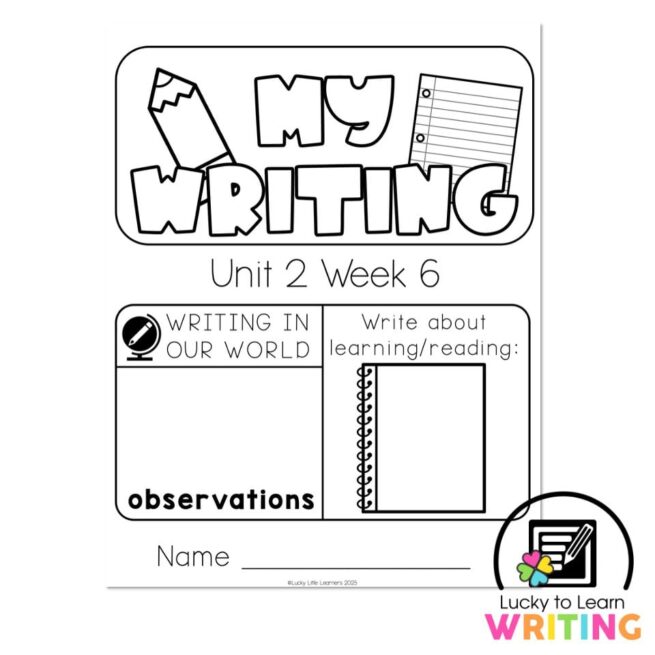 Lucky to Learn Writing 1st Grade - Intro to Informational - Week 6 ...