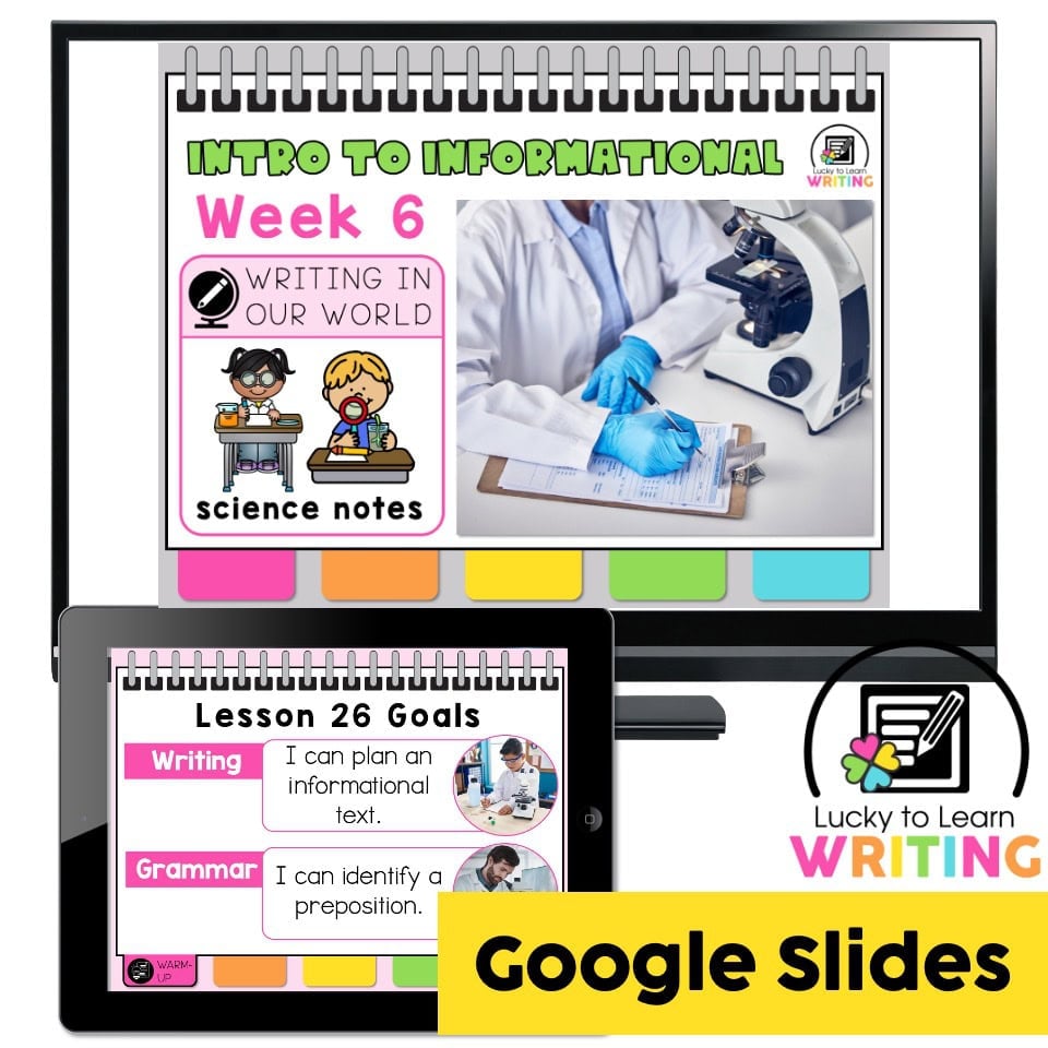 Lucky to Learn Writing 1st Grade - Intro to Informational - Week 6 ...